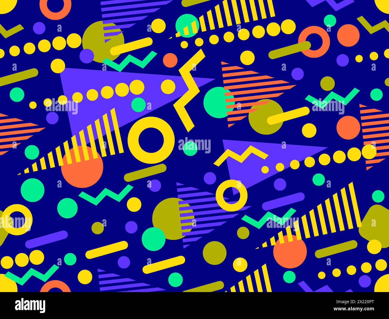 Memphis seamless pattern with geometric shapes in 80s and 90s style ...