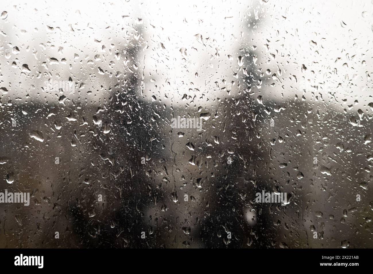 drops of water on window glass during rain. raindrops on glass. rain ...
