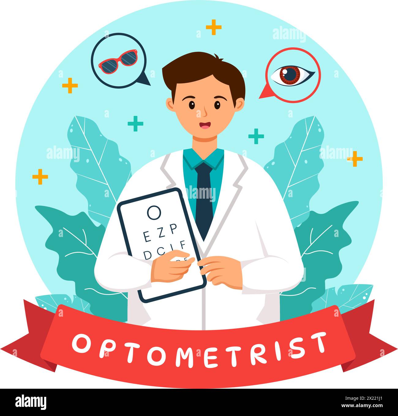 Optometrist Vector Illustration with Ophthalmologist Checks Patient ...