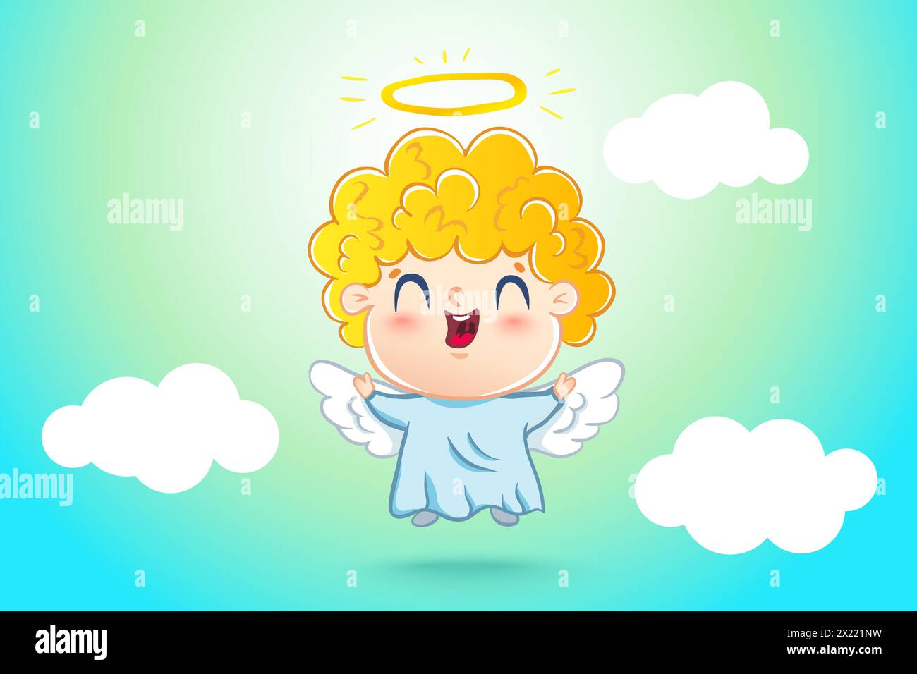 Vector illustration of a cute angel in kawaii style. Good and bad ...