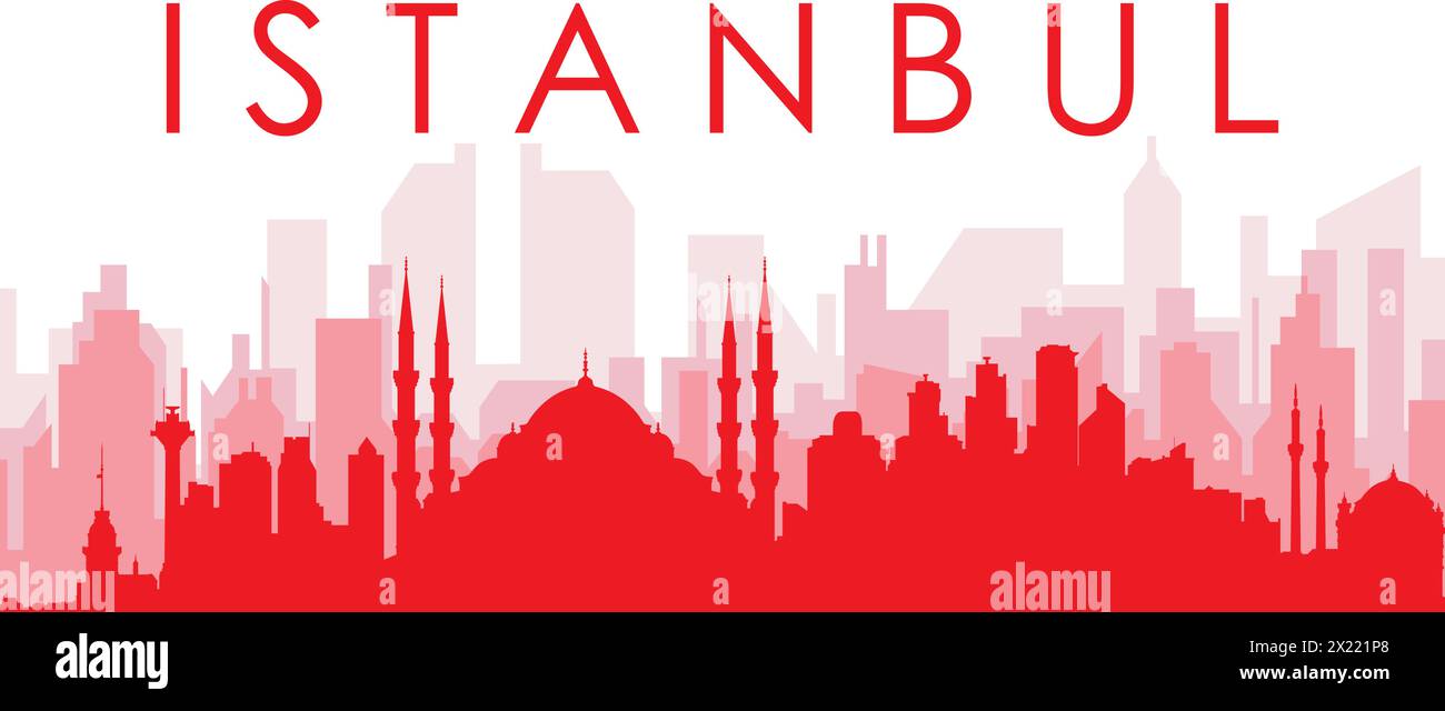 Red panoramic city skyline poster of ISTANBUL, TURKEY Stock Vector ...