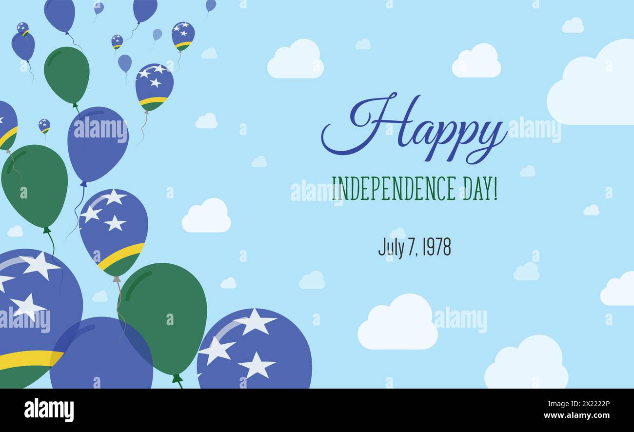 Solomon Islands Independence Day Sparkling Patriotic Poster. Row of ...