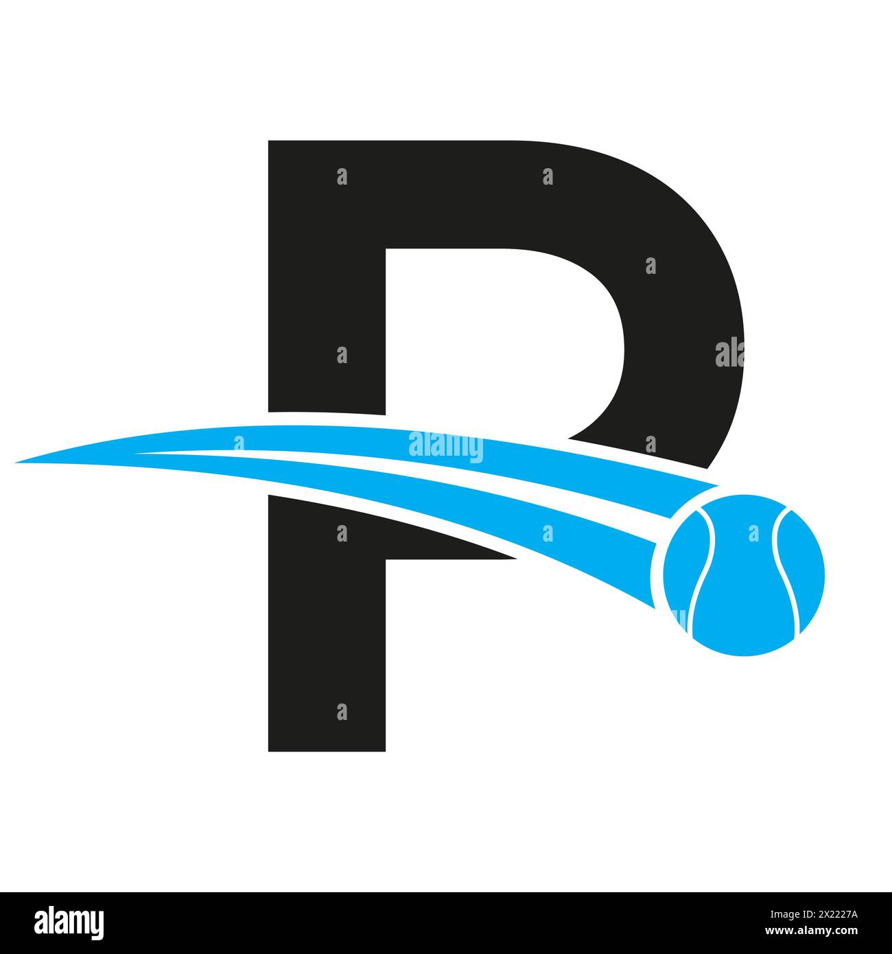 Tennis Logo On Letter P Concept With Moving Tennis Ball Symbol. Tennis ...