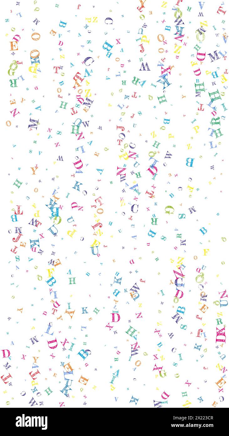 Scattered letters of latin alphabet. Colorful childish floating ...