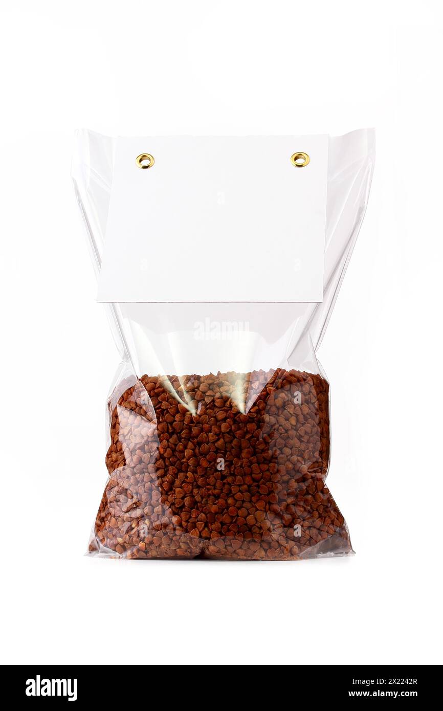 packaging buckwheat isolated white background Stock Photo - Alamy