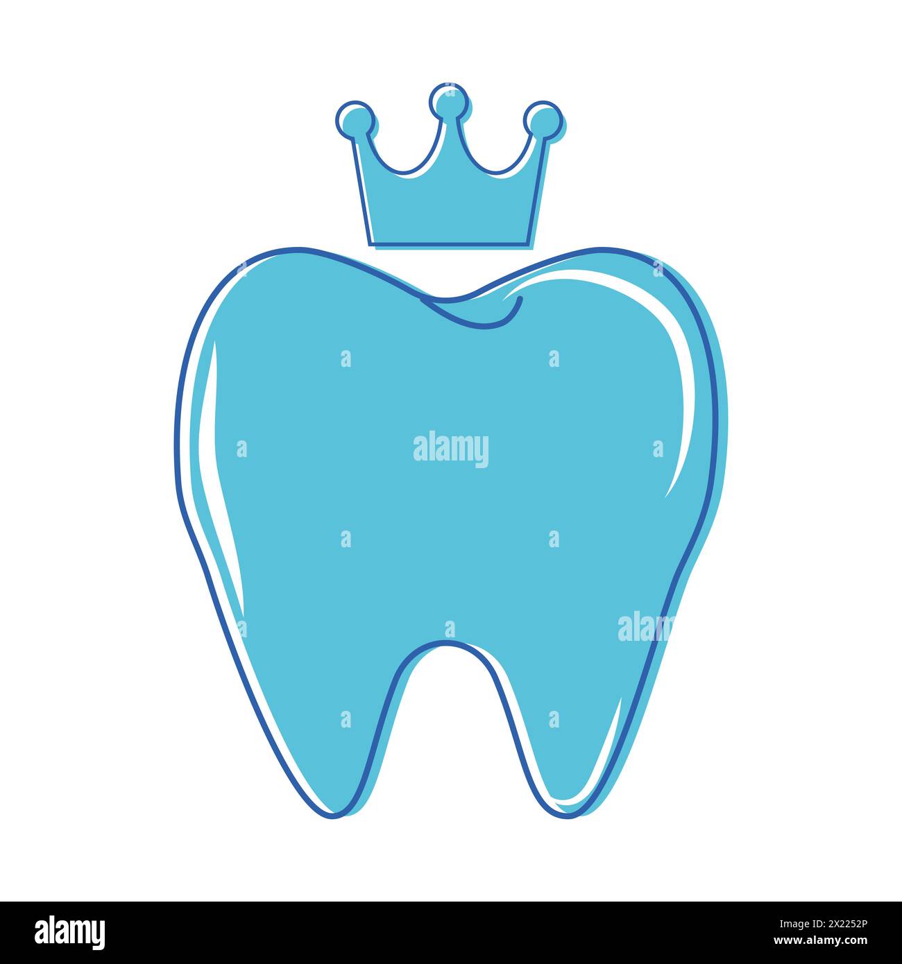 Teeth creative in blue colour with crown isolated on white background ...