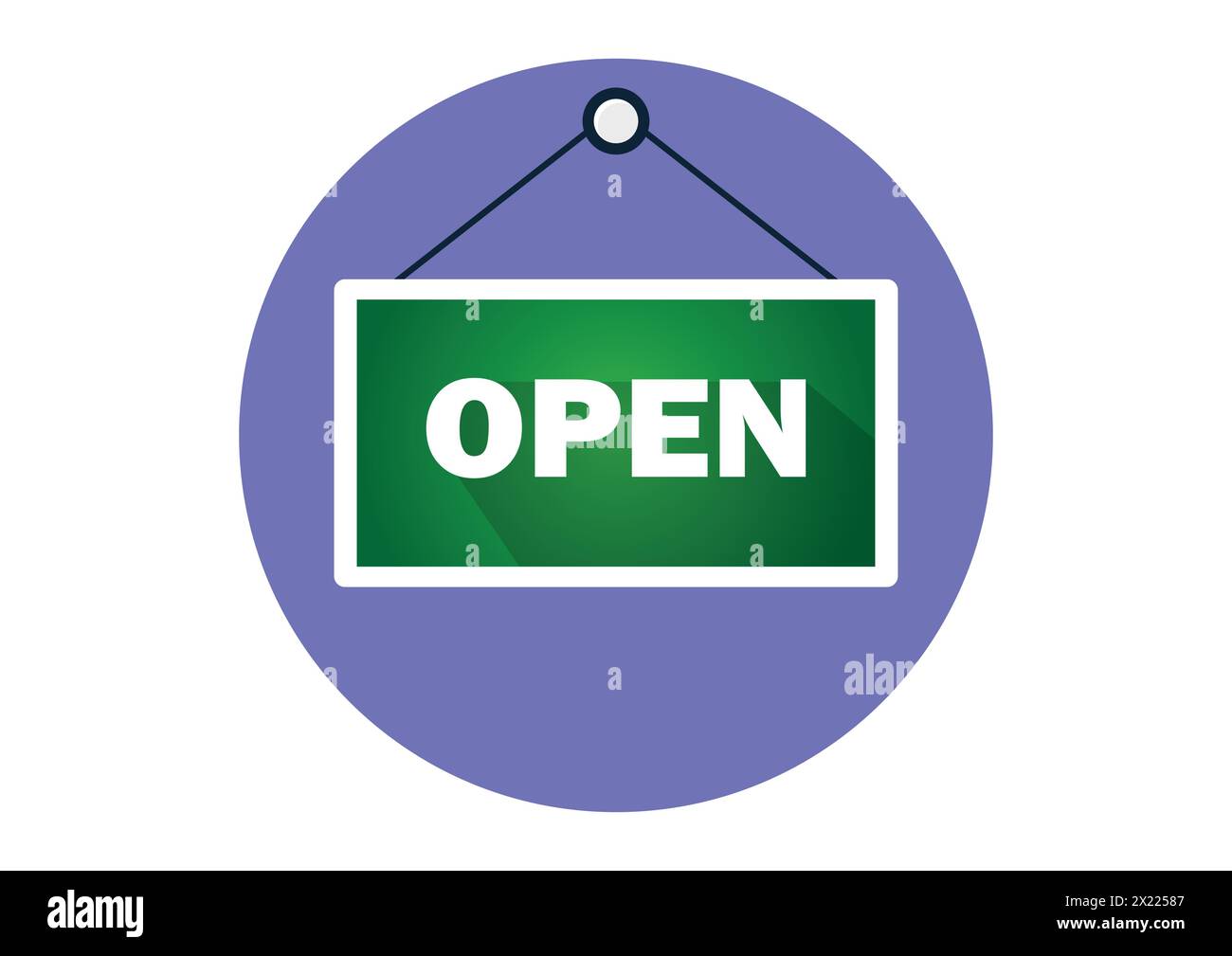 Open door sign flat design style. Graphic welcome icon hanging on shop ...