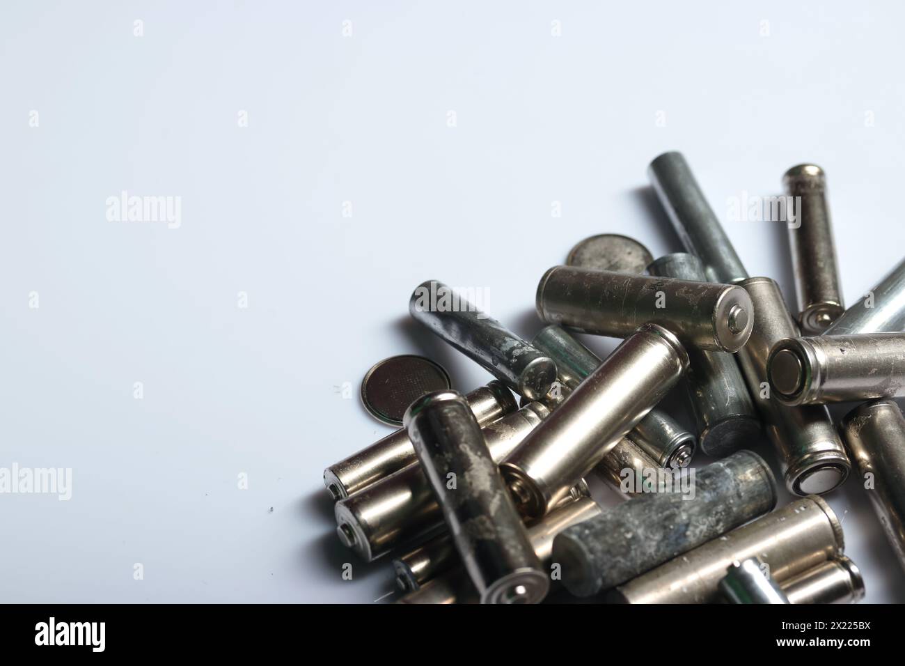 Used finger batteries on a white background. Field for text Stock Photo ...