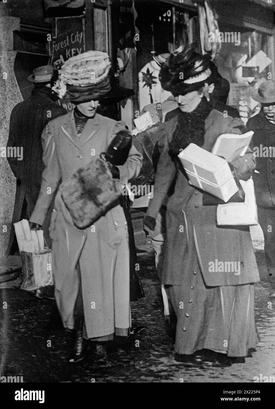 Christmas shopping concept presents Black and White Stock Photos ...