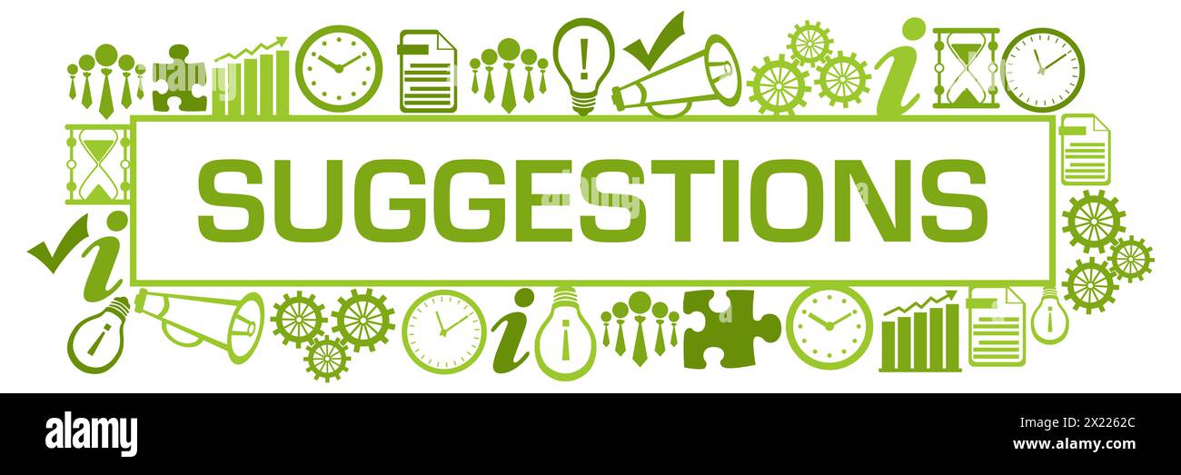 Suggestions Business Symbols Surrounded Box Green Stock Photo - Alamy