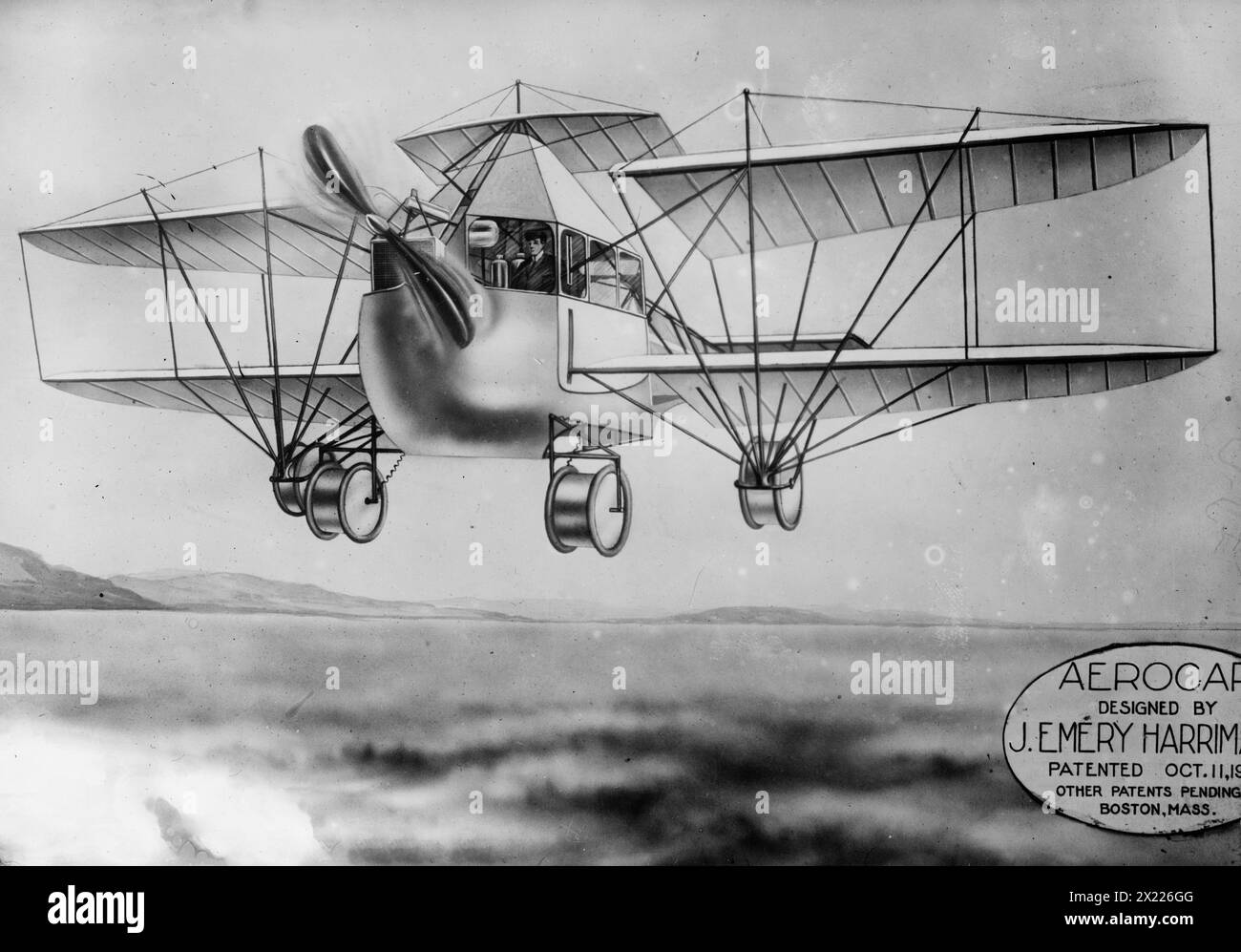 J.E. Harriman's Aerocar, 1910 or 1911. Shows patent drawing of John ...