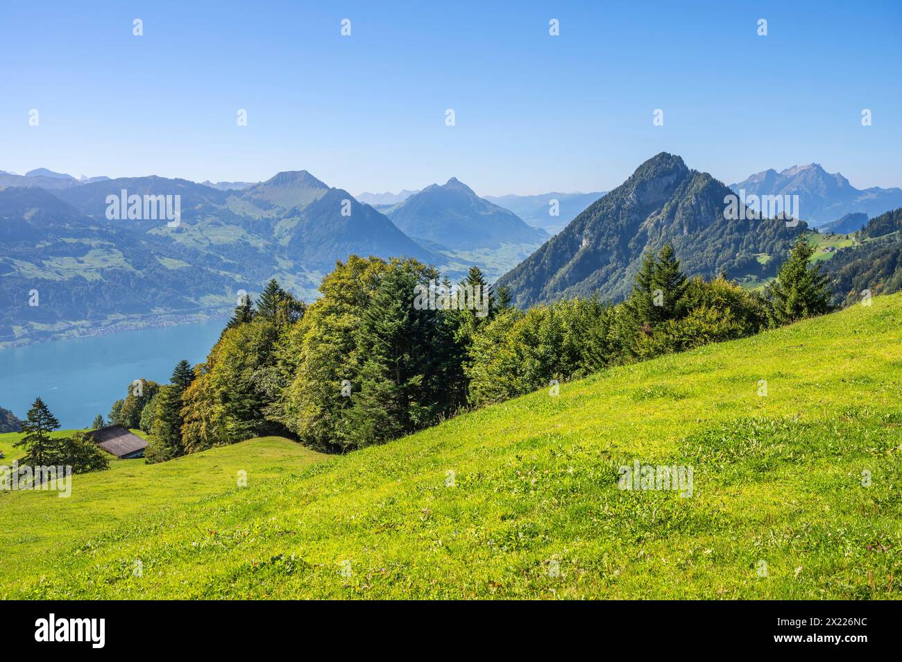 Lake Lucerne with Pilatus, Central Swiss Prealps, Schwyz, Brunnen, Alps ...