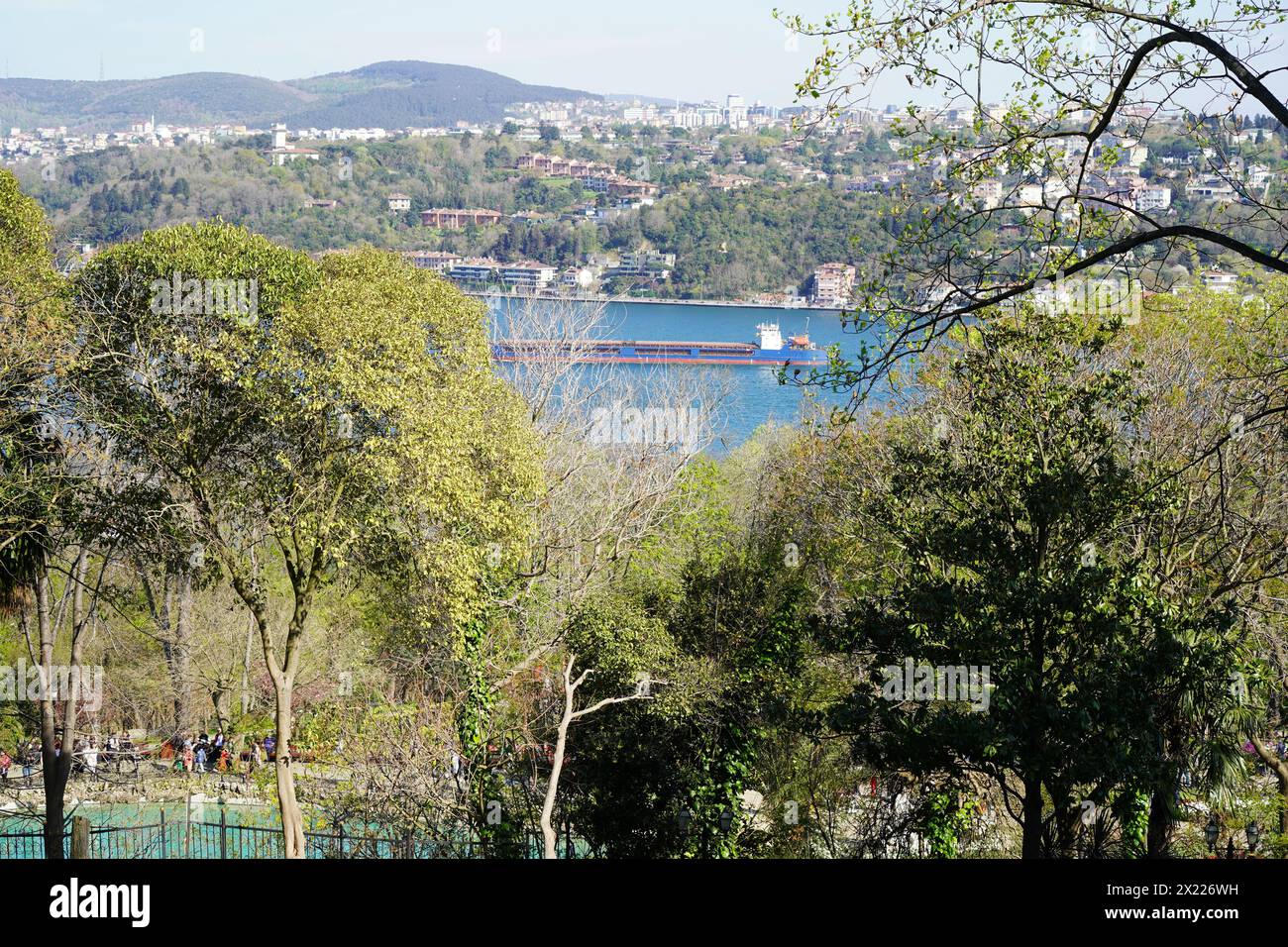 General view of the Bosphorus from the tree covered Emirgan grove ...