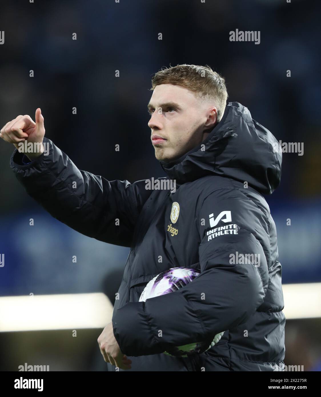 Cole Palmer of Chelsea celebration holding the matchball after scoring ...