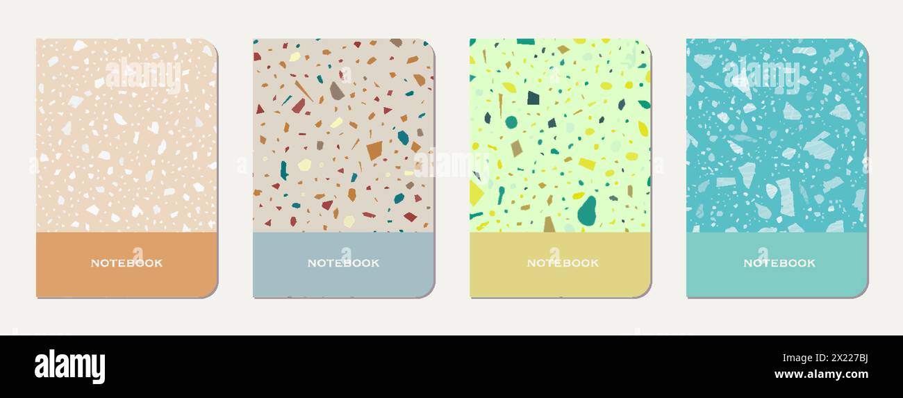 School notebook cover design. Terrazzo abstract background made of ...