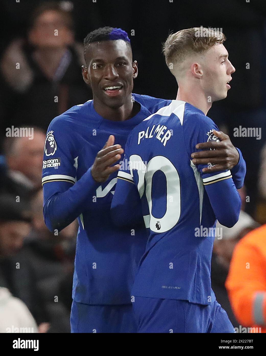 GOAL 4-0, Nicolas Jackson of Chelsea goal celebration with Cole Palmer ...
