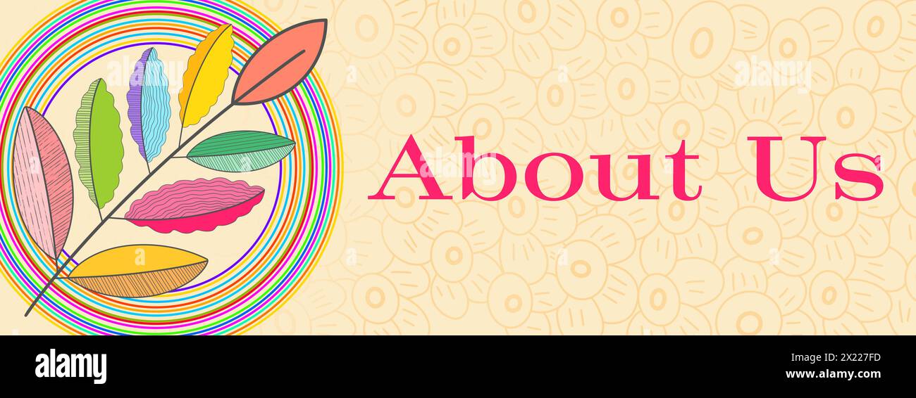 About Us Colorful Foliage Leaves Circular Design Element Text Stock ...