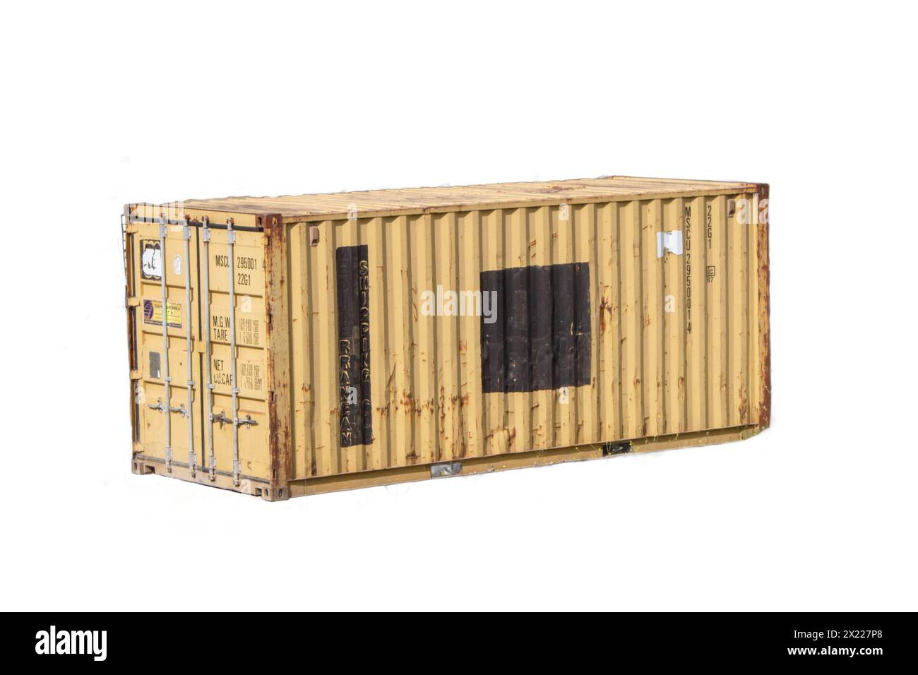 An isolated image of a yellow shipping container. Perfect for logistics ...