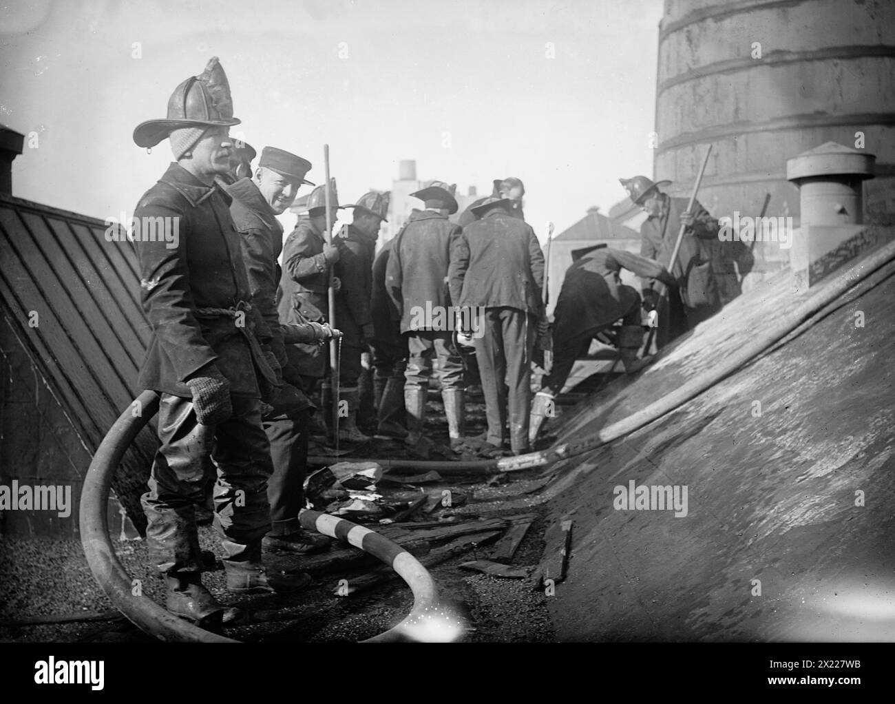 Putting out fire in Bain News Service Bldg. 1/6/12, 1912 Stock Photo ...