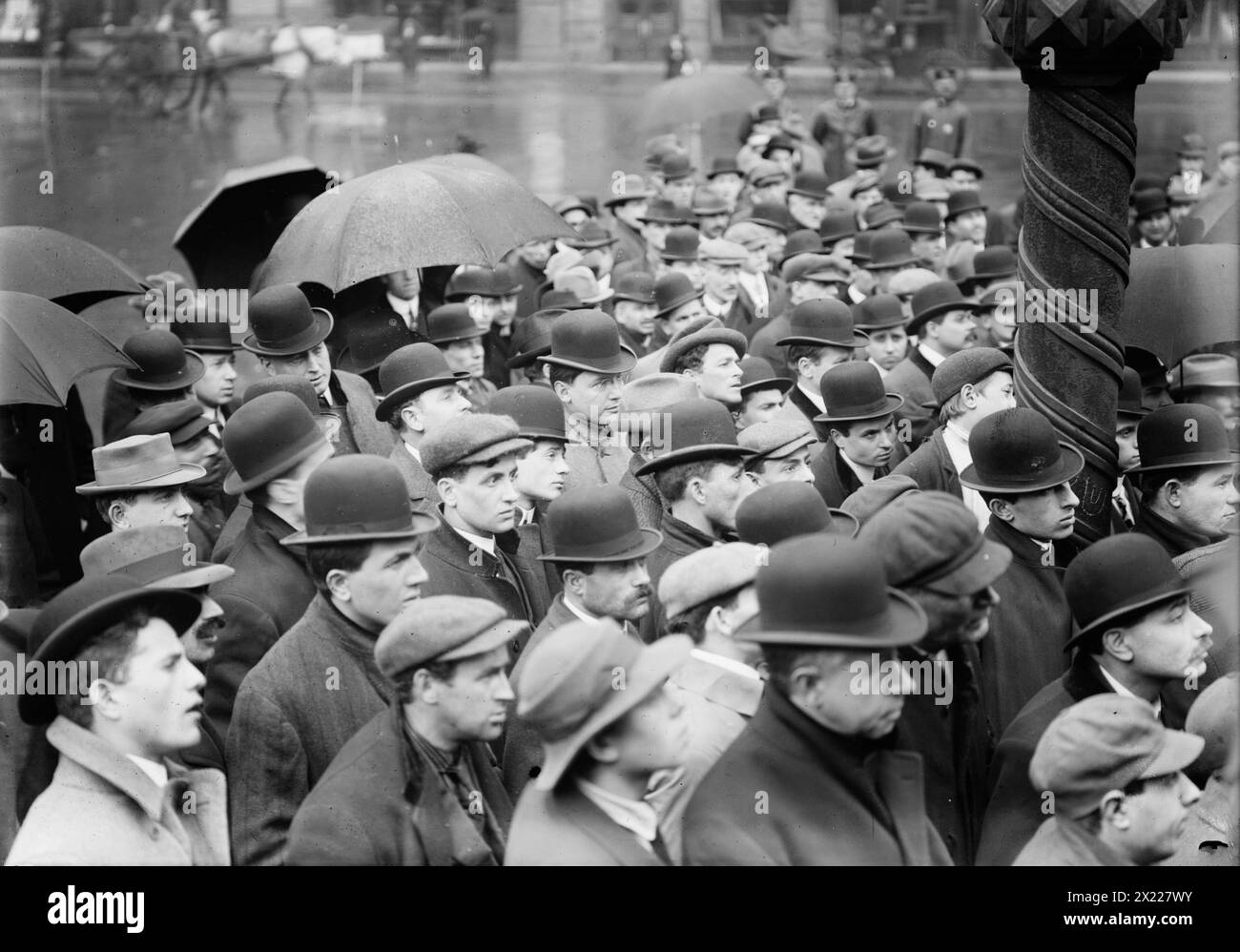 Lawrence strike meeting, New York, (1912?). Shows group of men gathered ...
