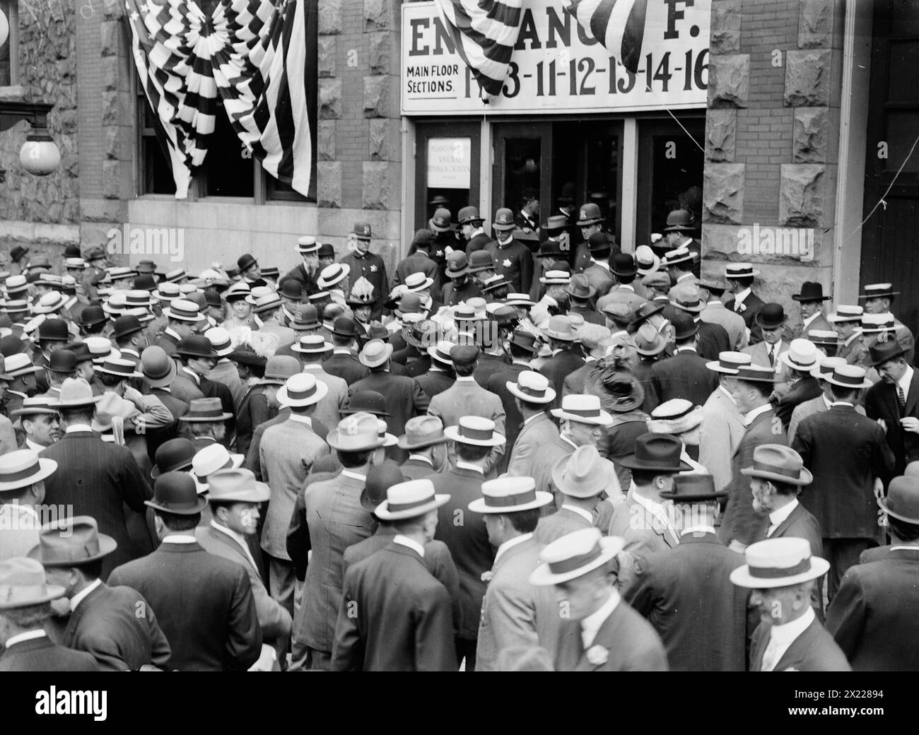 Crowd being turned back at Coliseum, 1912. 1912 Republican National ...