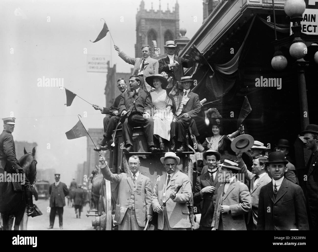 California delegates cheering on stagecoach at the 1912 Republican ...