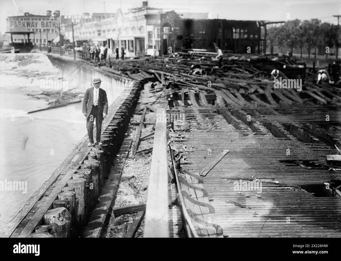 Brighton Beach fire, 1912, 1912. Shows aftermath of a fire at Brighton ...