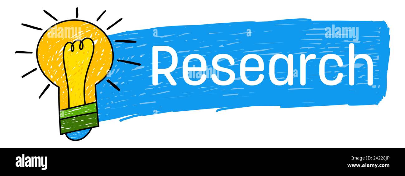 Research Bulb Sketch Colorful Blue Lines Texture Effect Text Stock ...