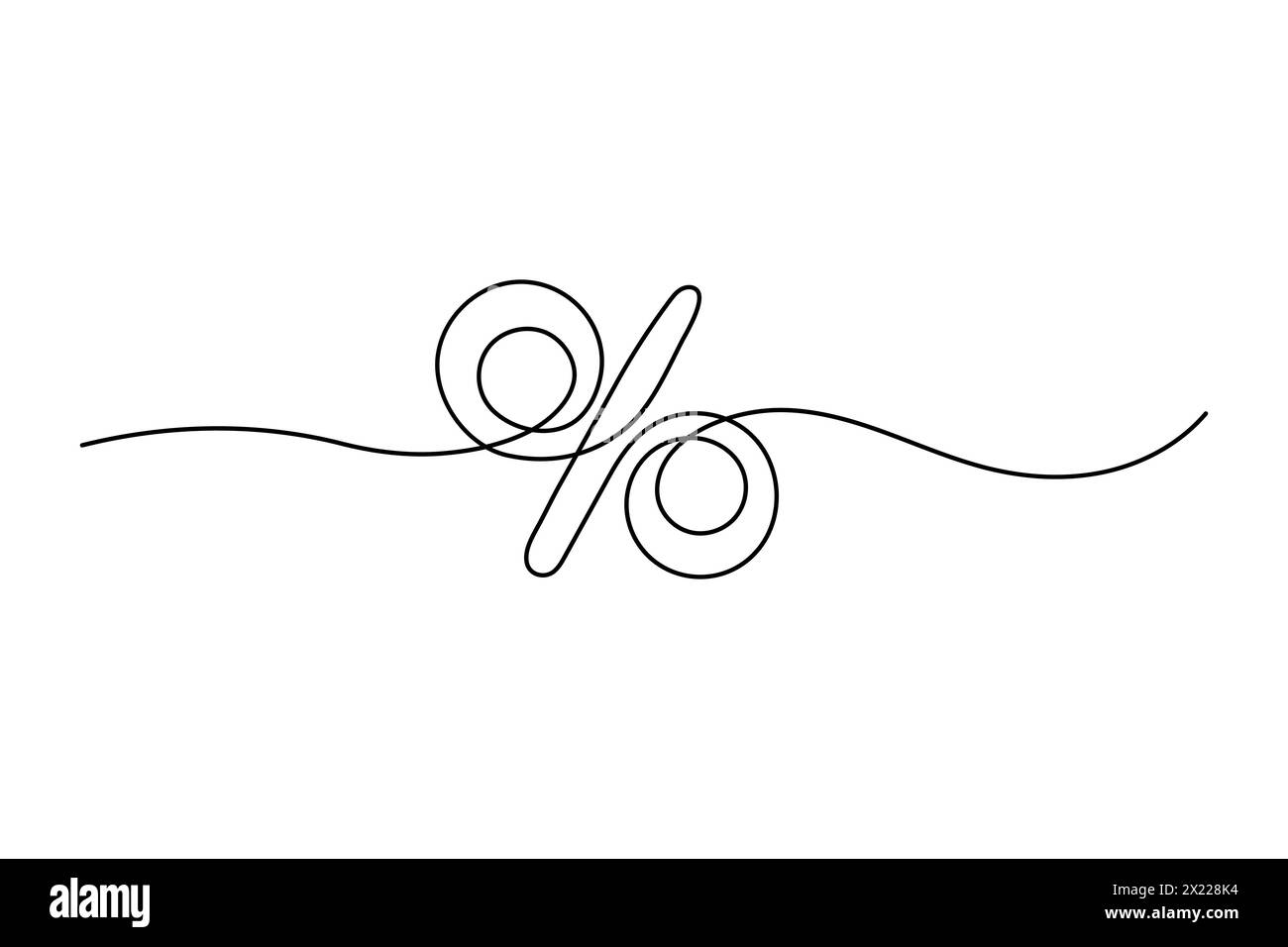 Continuous One Line Drawing Of Percent Sign On White Background
