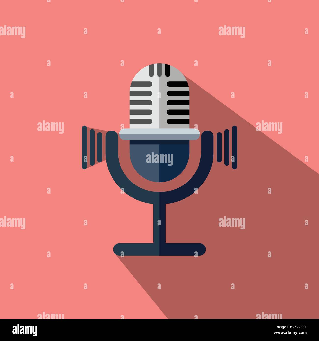 Retro microphone icon. Flat illustration of retro microphone vector ...