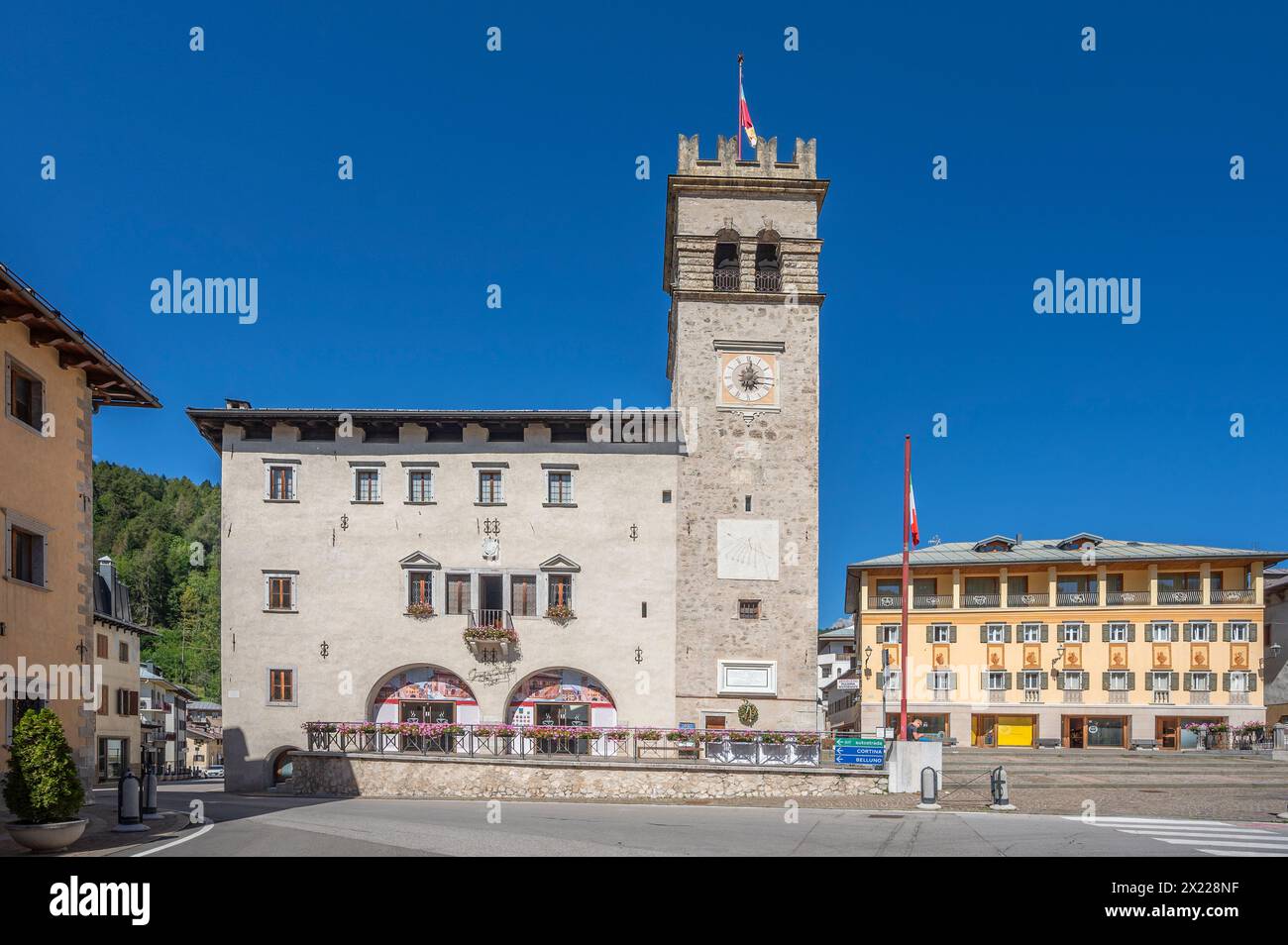 Piazza Tiziano with the Archaeological Museum in Pieve di Cadore ...
