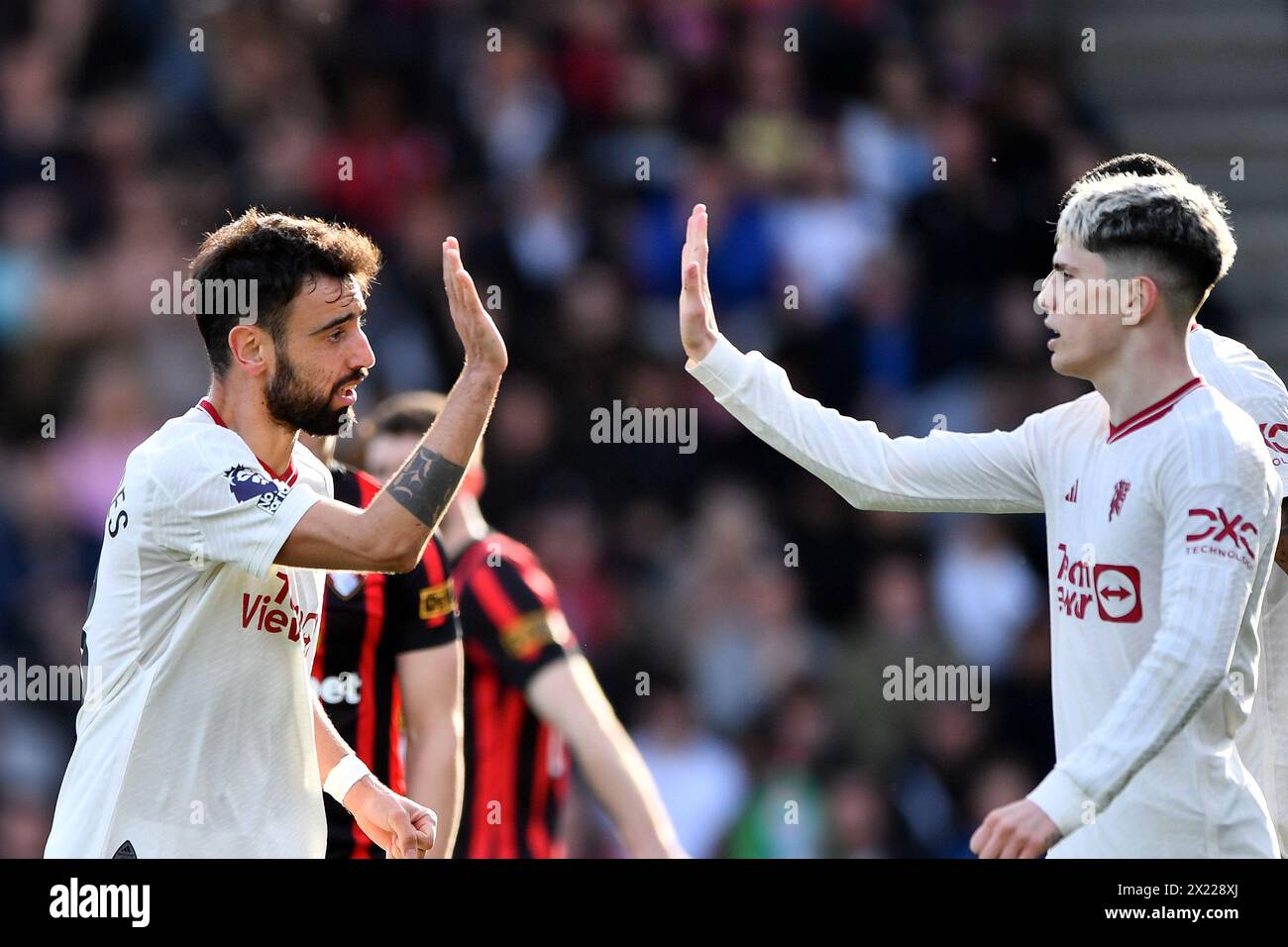 Bruno Fernandes of Manchester United celebrates scoring his teams first ...