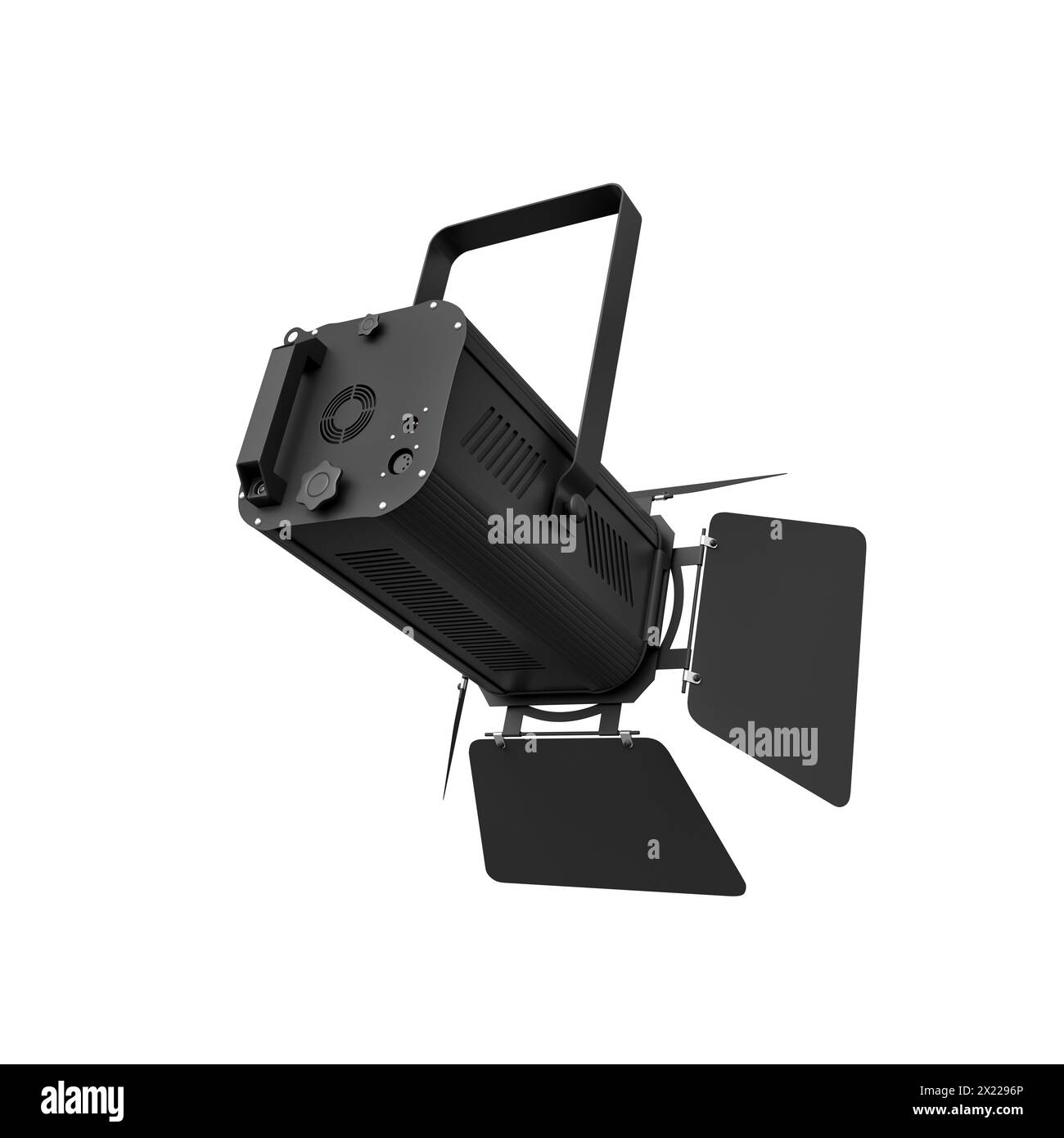 Tilted studio light with barn doors angled Stock Photo - Alamy