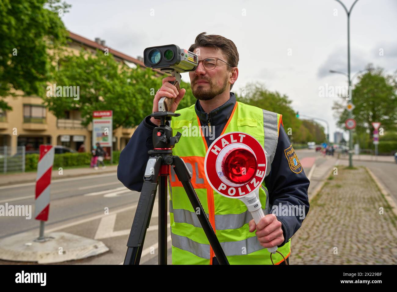 Augsburg, Bavaria, Germany - April 19, 2024: Speed camera marathon in ...