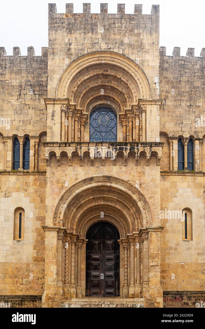 View of the Old Cathedral of Coimbra. The Old Cathedral of Coimbra is a ...