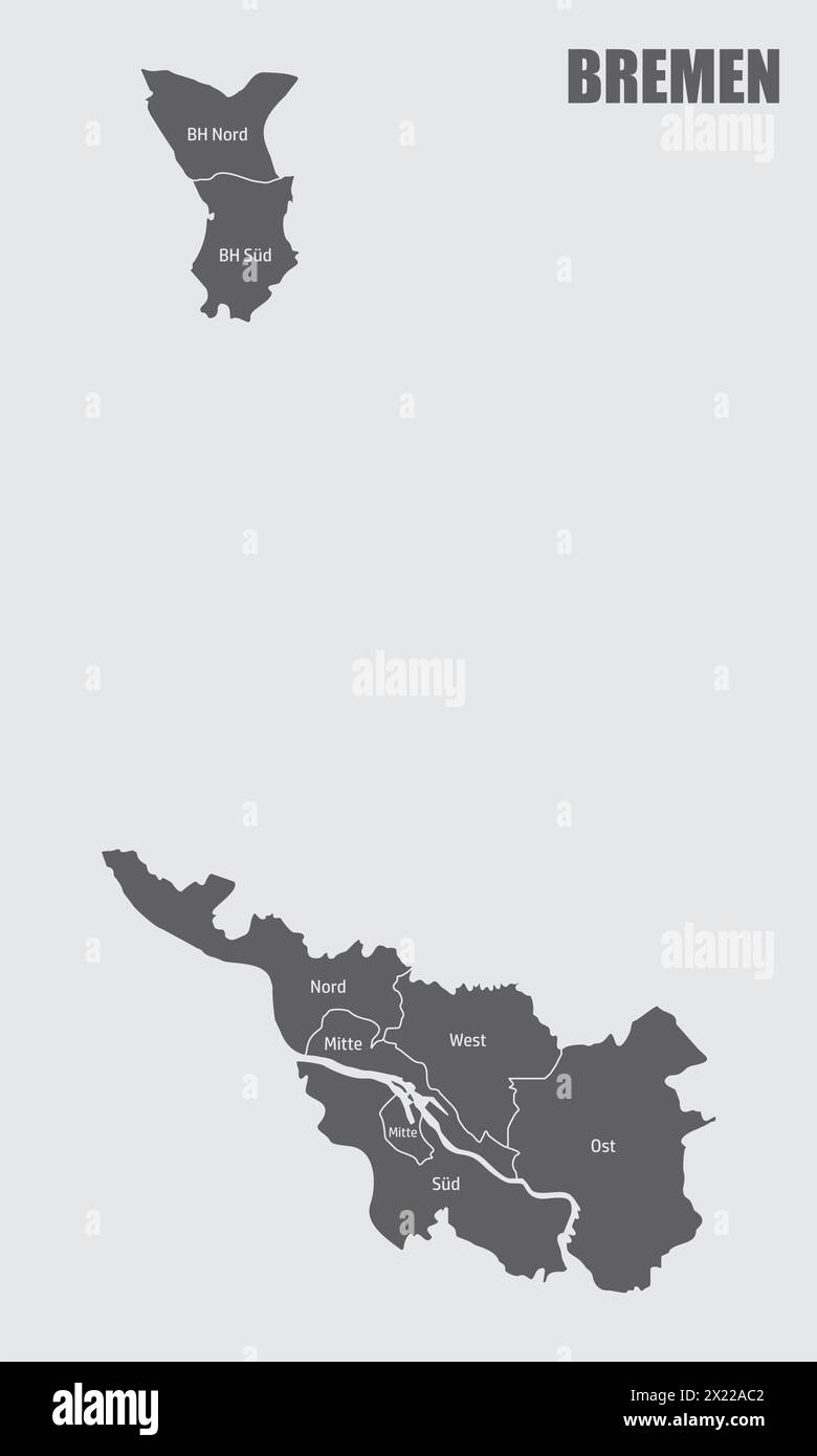 The administrative map of Bremen city, Germany Stock Vector Image & Art ...