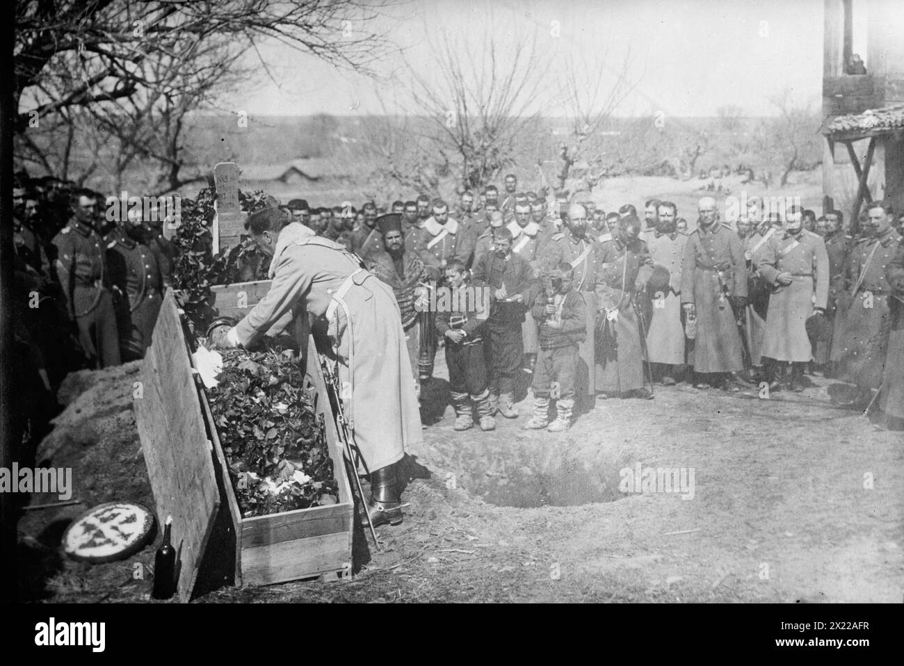Burying soldier who cut barbed wire defence of Adrianople, 1913. Related to Battle of Adrianople ...