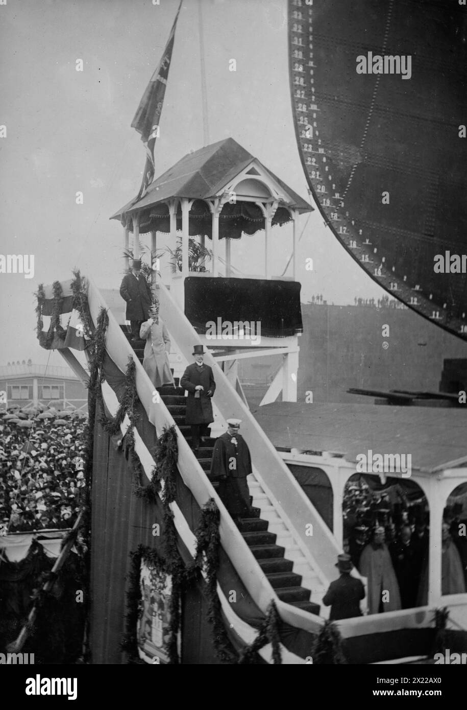 Kaiser leaving stand after christening of "Imperator", 1912. Shows the ...