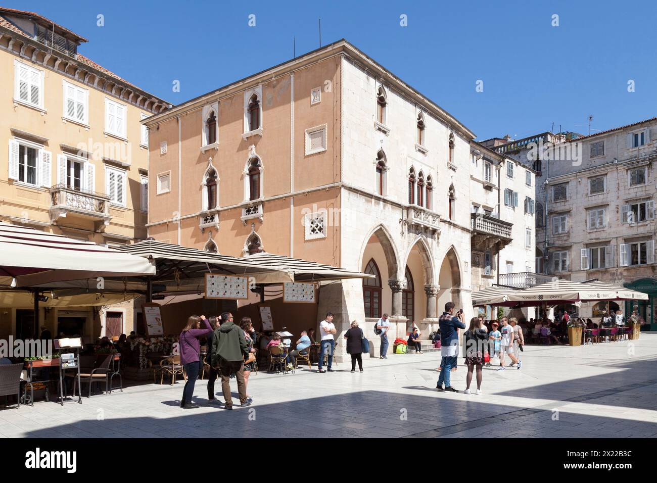 Split, Croatia - April 16 2019: Tourists at People's Square (Croatian ...