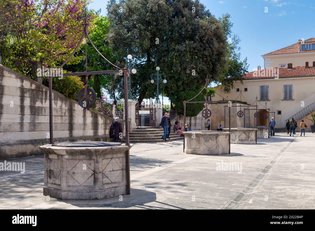 Zadar, Croatia - April 15 2019: The Five Wells Square in the old town ...