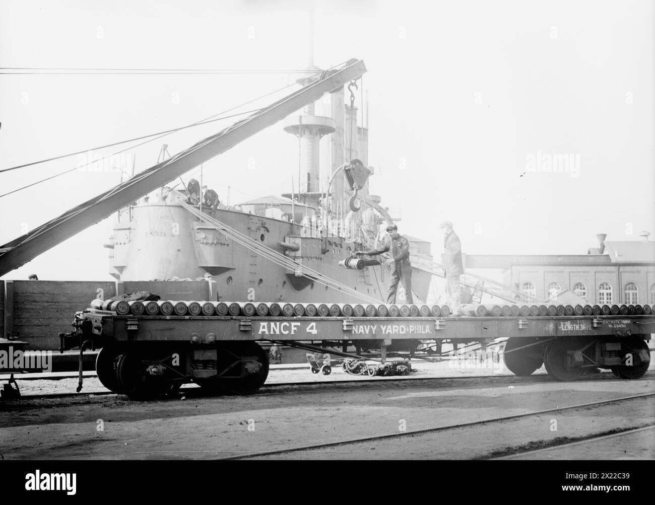 Transfer of 8" shells, League Isl'd., 1913. Shows armored cruiser USS ...