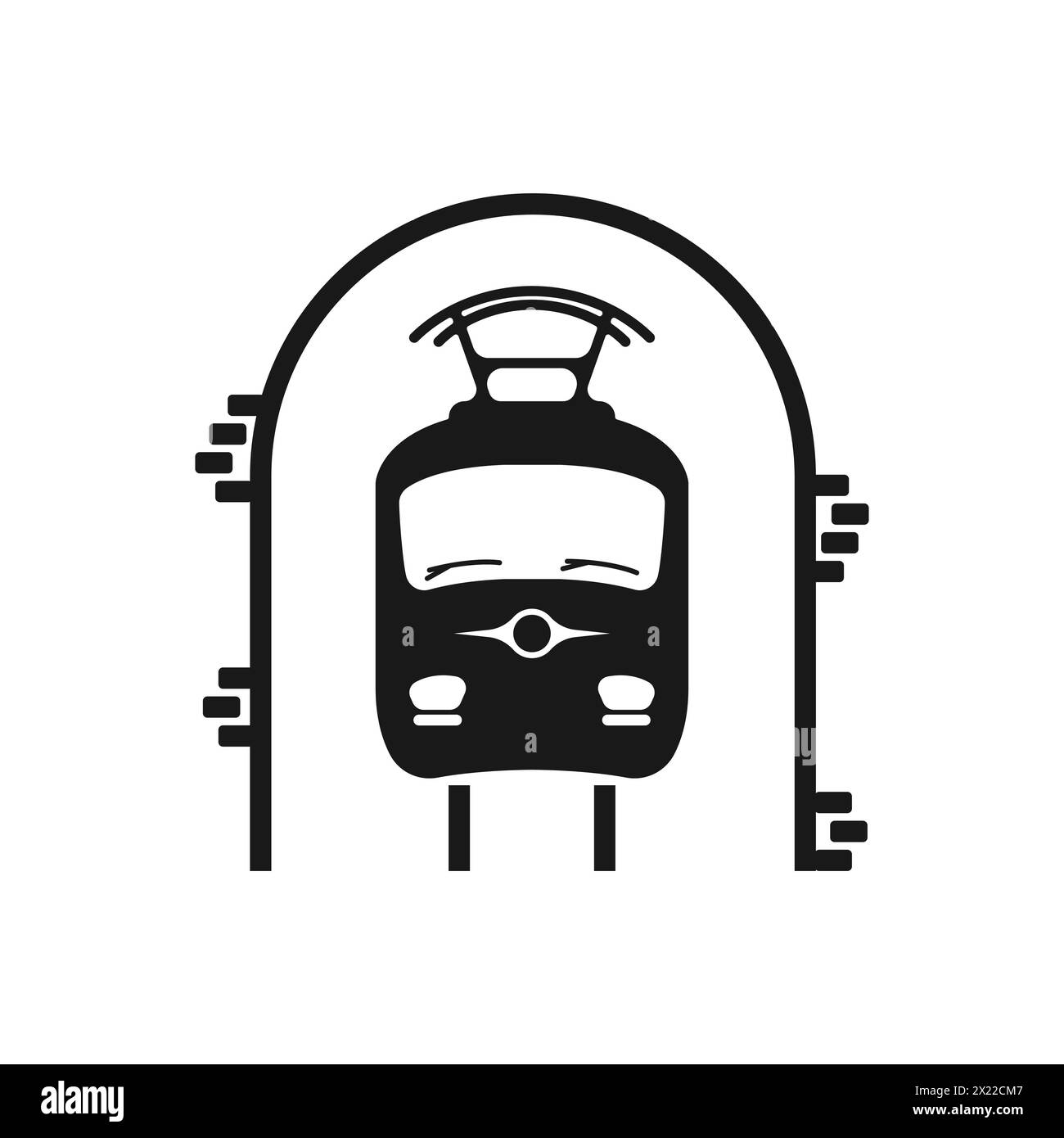 Underground train vector. Train in subway tunnel logo. Train. Black ...