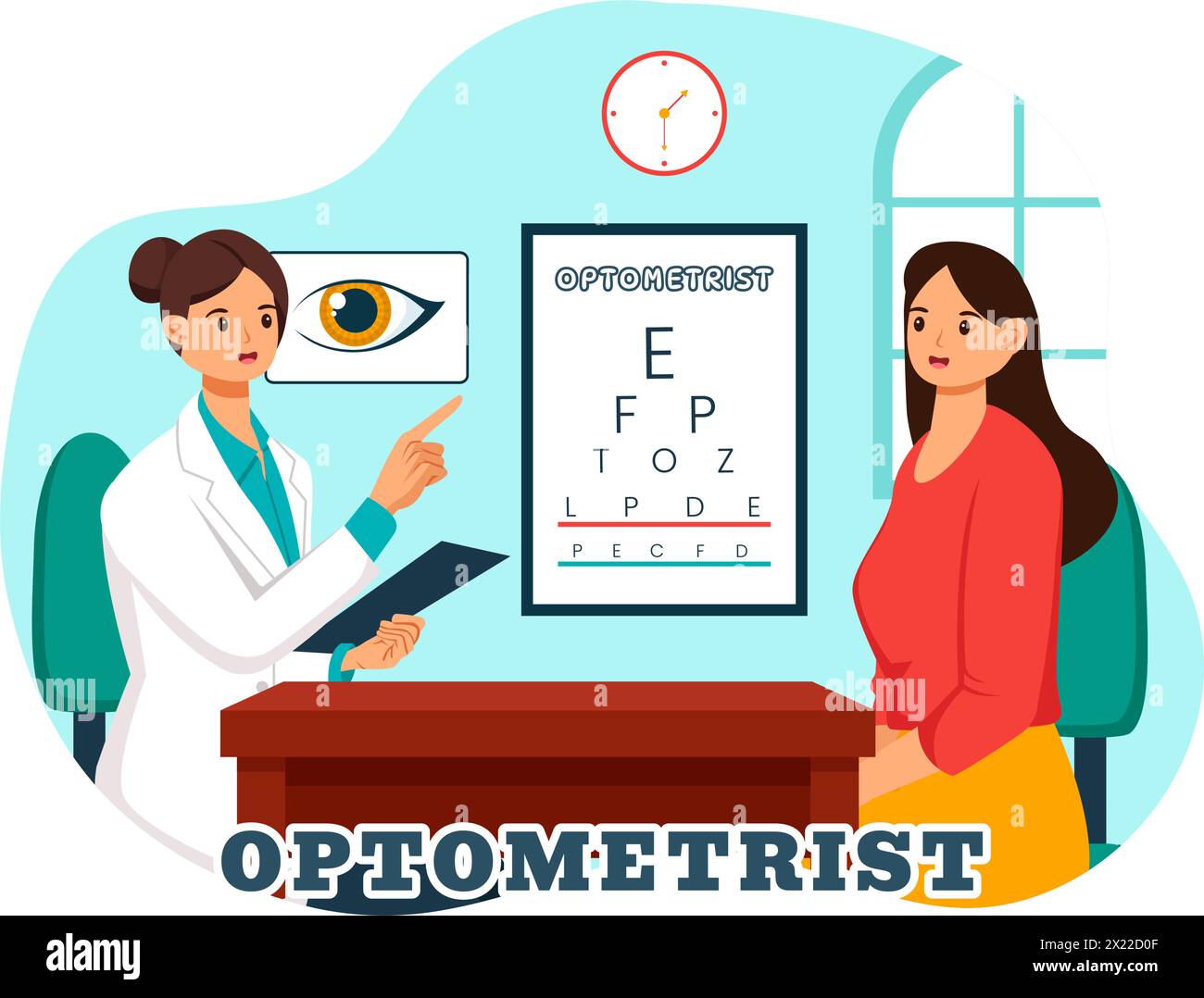Optometrist Vector Illustration with Ophthalmologist Checks Patient ...