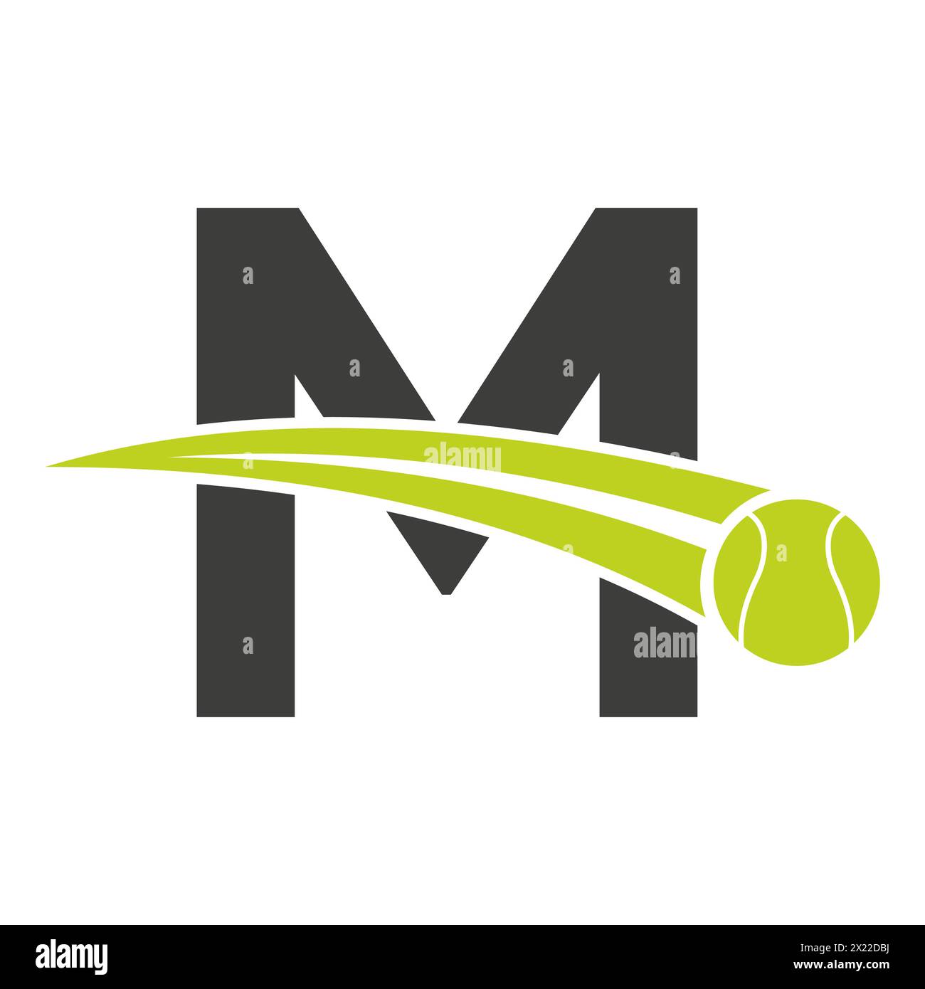 Tennis Logo On Letter M Concept With Moving Tennis Ball Symbol. Tennis ...