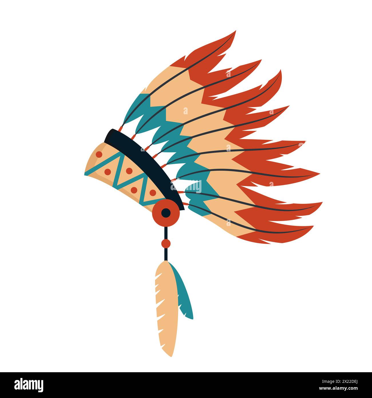 Chiefs War Bonnet With Feathers, Native American Indian Culture Symbol ...
