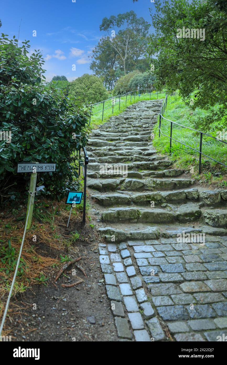 The Pilgrim's steps at St Michael's Mount, a tidal island in Mount's ...