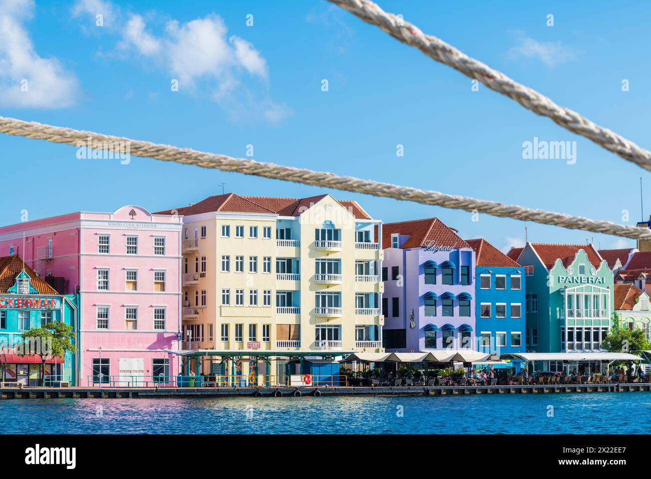 Handelskade, historic waterfront street, Willemstad, Curacao ...