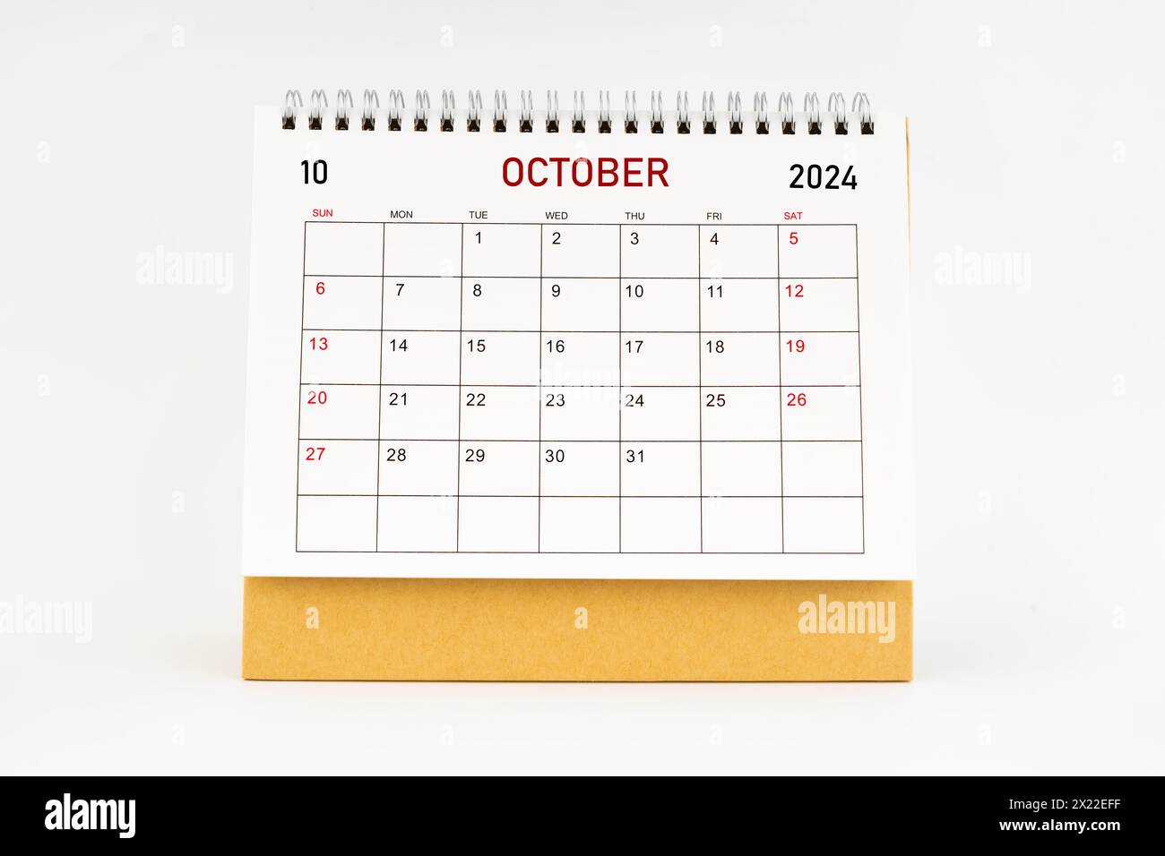 October 2024 desktop calendar isolated on white background, Planing or ...