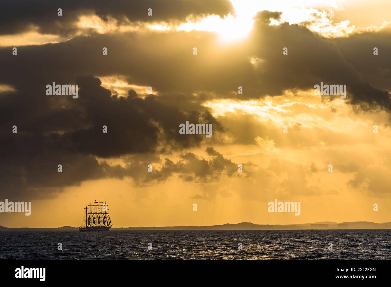 Sailing ship, Caribbean Sea, Kralendijk, Bonaire, Lesser Antilles Stock ...