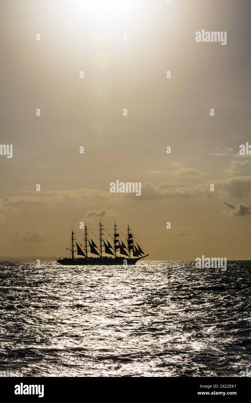 Sailing ship, Caribbean Sea, Kralendijk, Bonaire, Lesser Antilles Stock ...